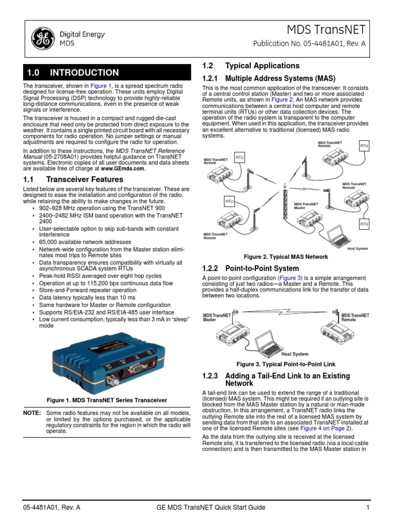 Mds Transnet: 1.2 Typical Applications | PDF | Radio | Transmission ...