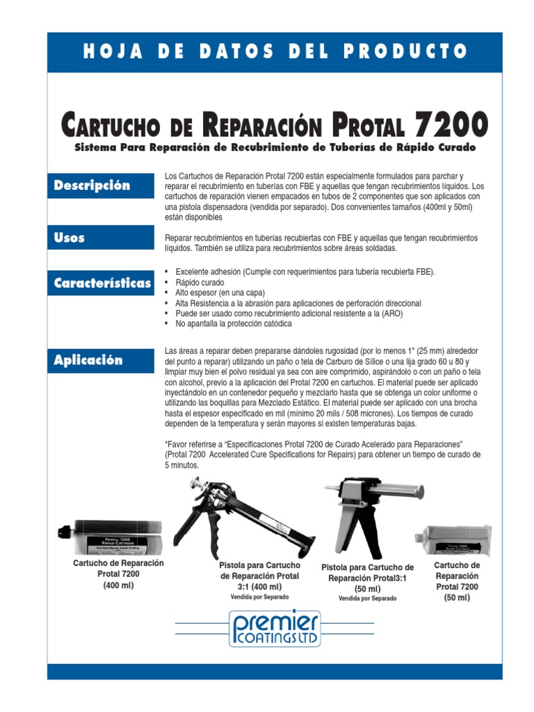 Cartucho Reparacion Protal 7200 | PDF | Revestimiento | Química