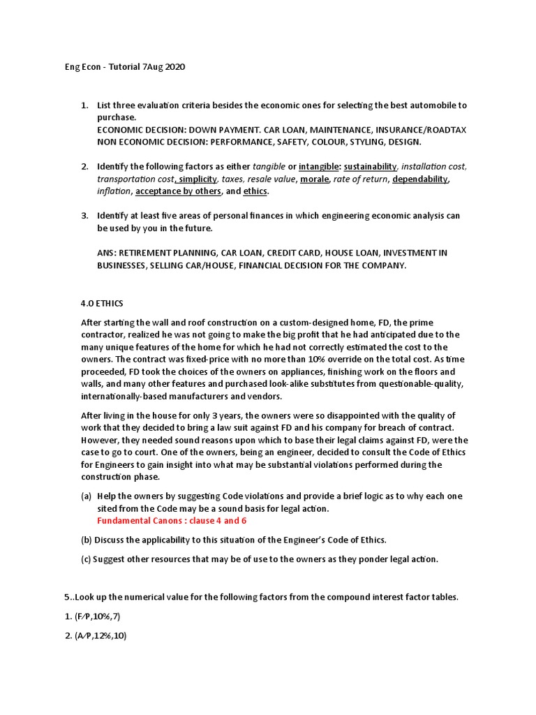 Engineering Economic Tutorial chp12 Textbook | PDF | Interest | Loans