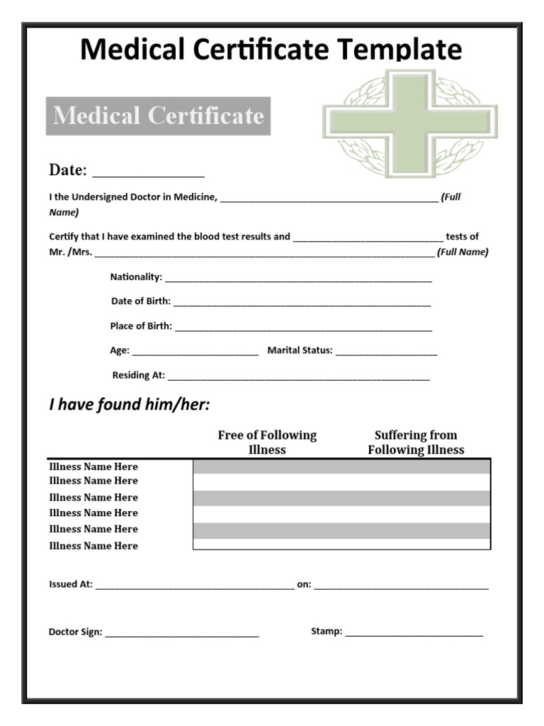Medical Certificate Template 01 | PDF
