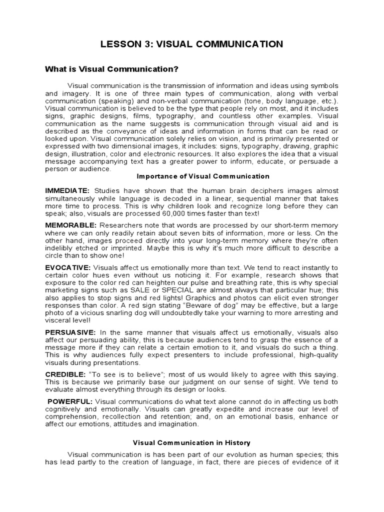 Lesson 3: Visual Communication | PDF | Writing | Egyptian Hieroglyphs