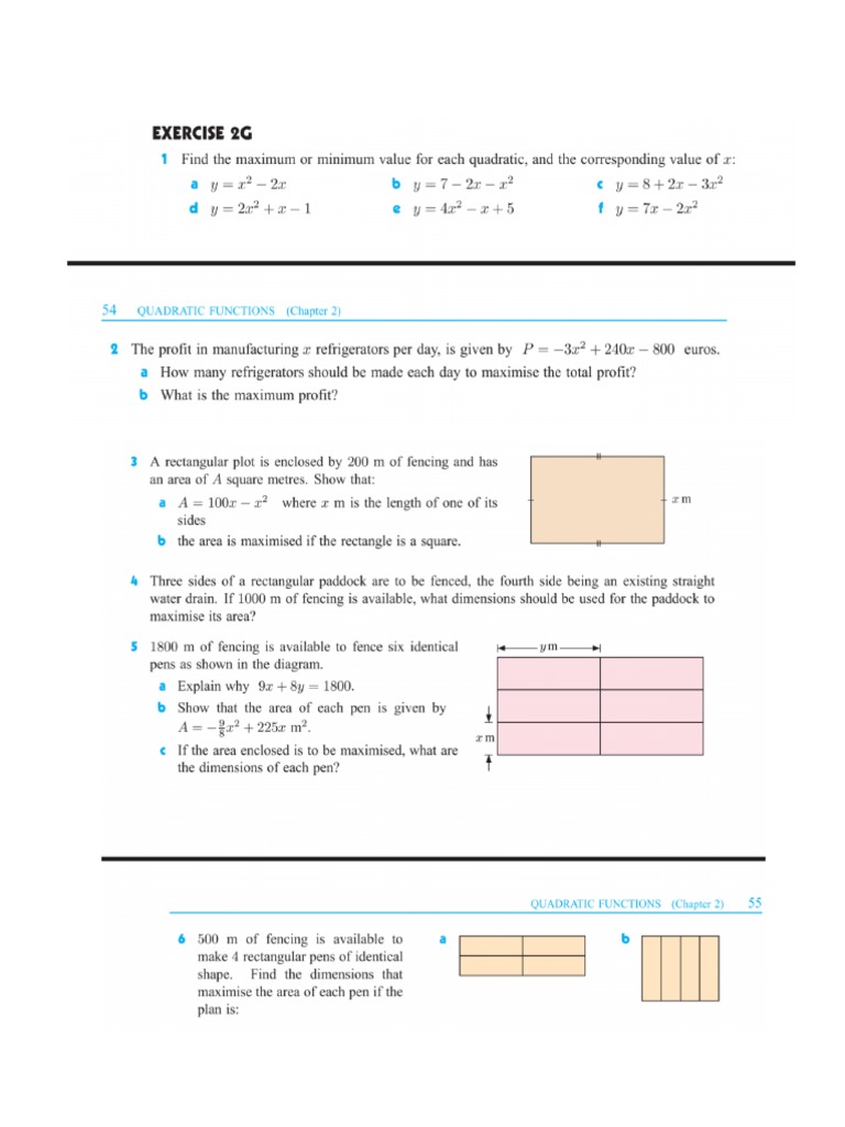 Optimisation Questions