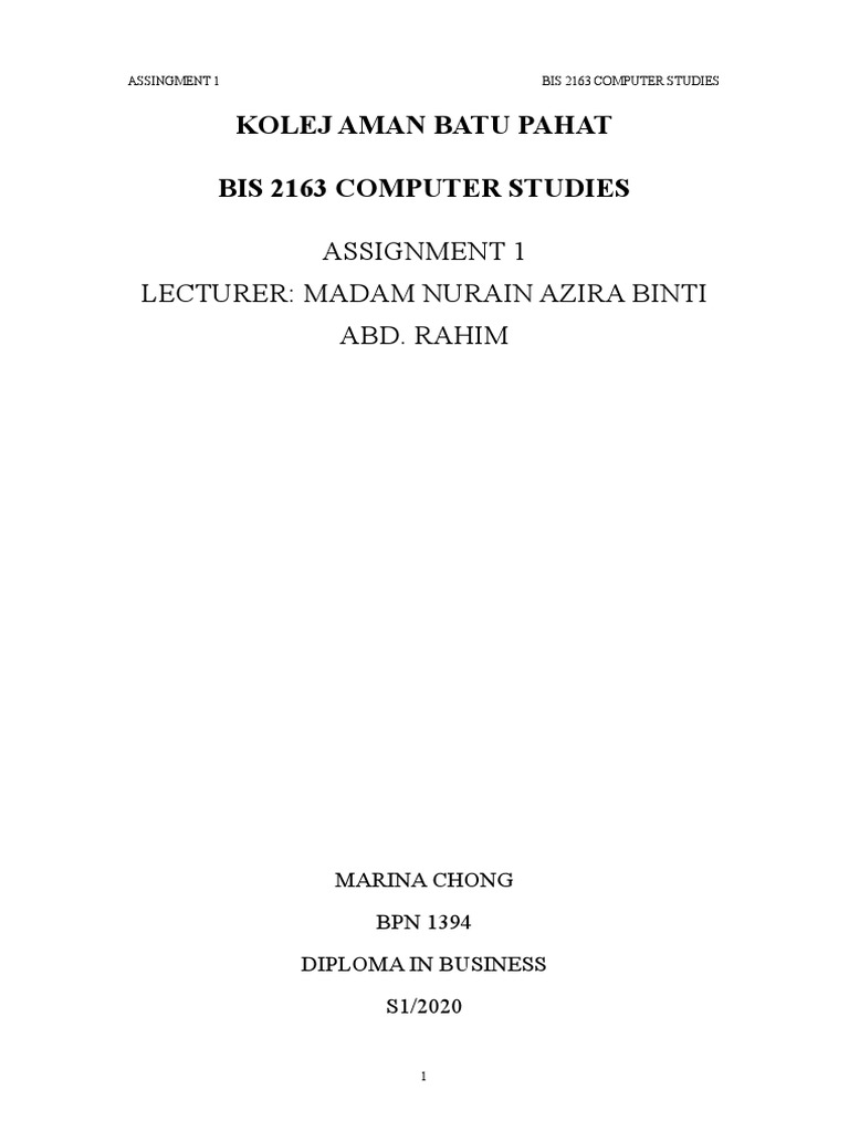 Bis 2163 Computer Studies | PDF | Operating System | Central Processing ...