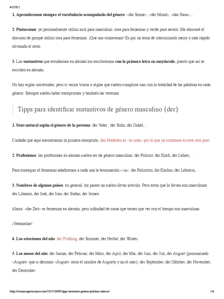 Reconocimiento de géneros en alemán | PDF | Lingüística | Idiomas