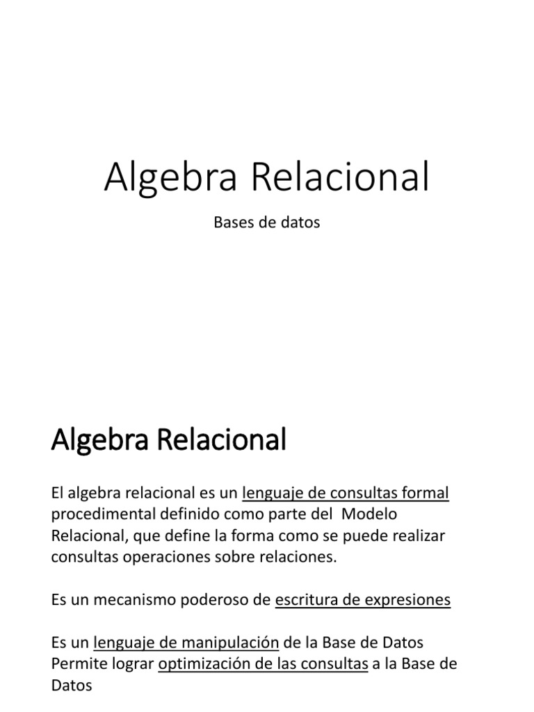 Algebra Relacional | PDF | Enseñanza de matemática | Informática