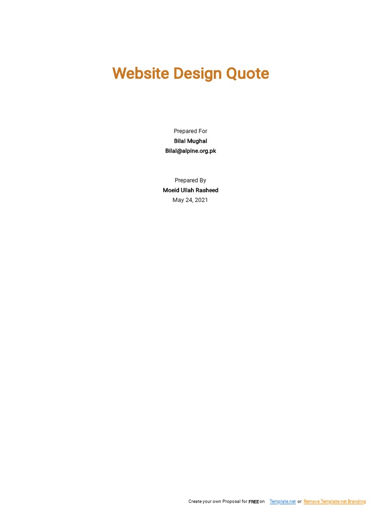 Website Design Quotation Template | PDF