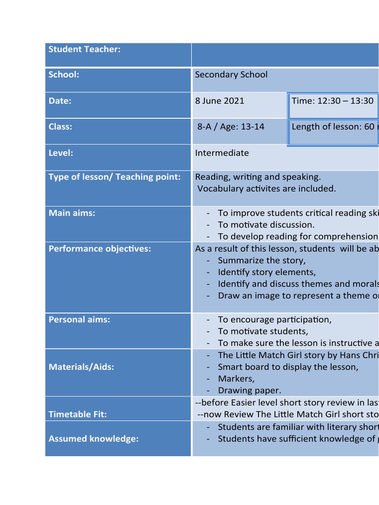 Lesson Plan Poem | PDF | Reading Comprehension | Learning
