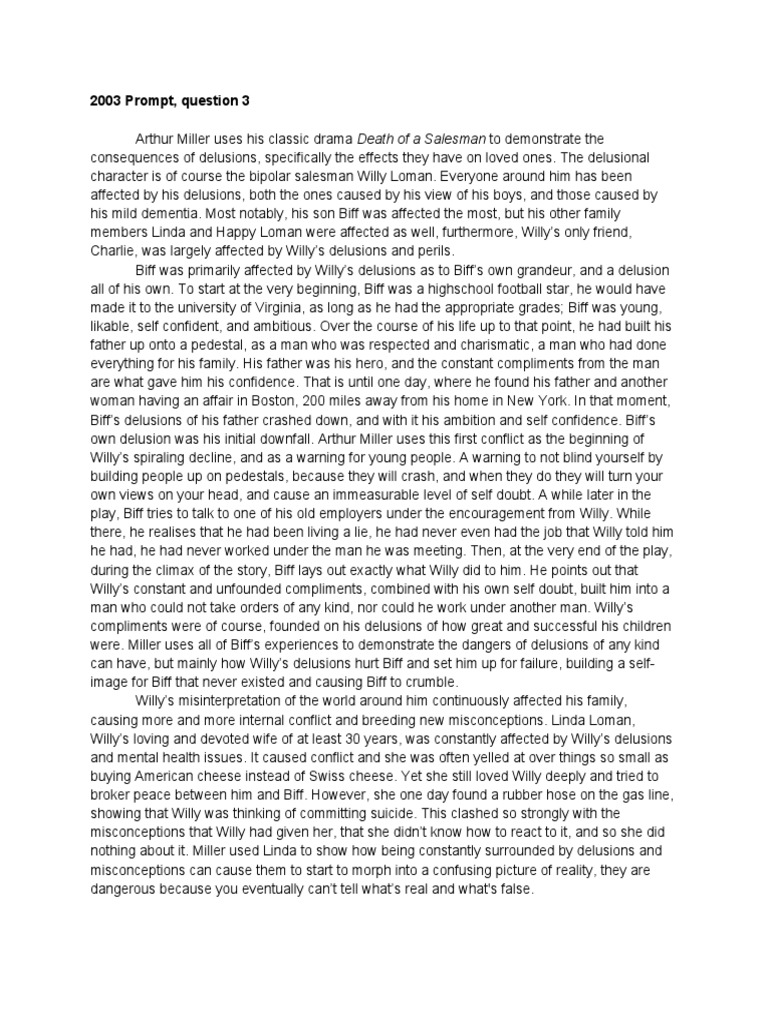 Death of A Salesman Essay | PDF | Mental Illness