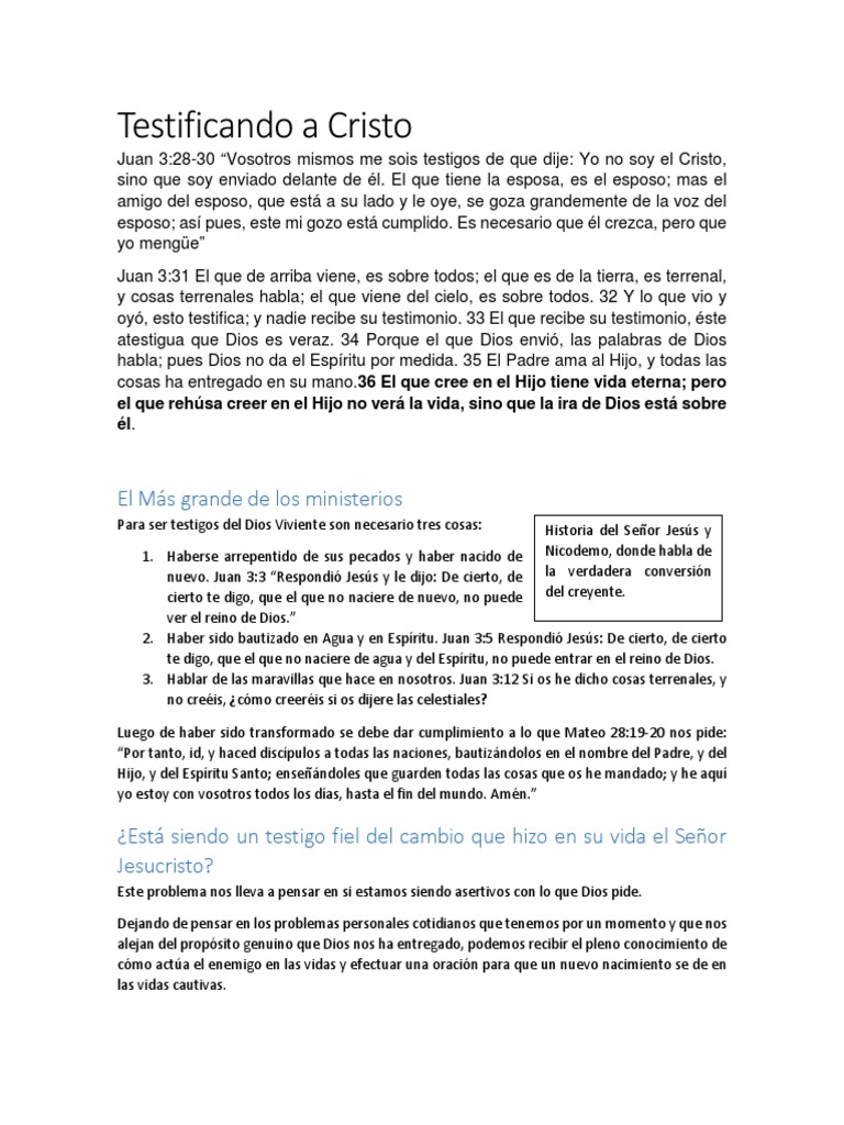 Testificando A Cristo | PDF | Jesús | Amor