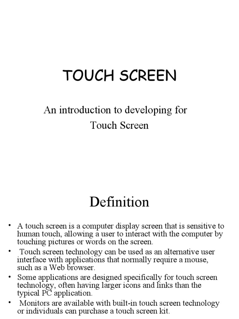Touch Screen Technology Overview | PDF | Touchscreen | Personal Digital ...