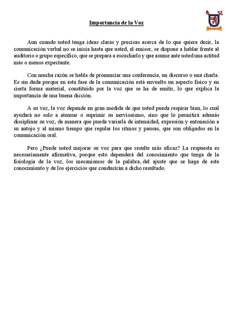 Importancia de La Voz | PDF
