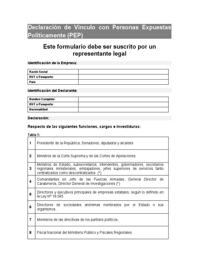 Formulario PEP | PDF | Oficial general | Política