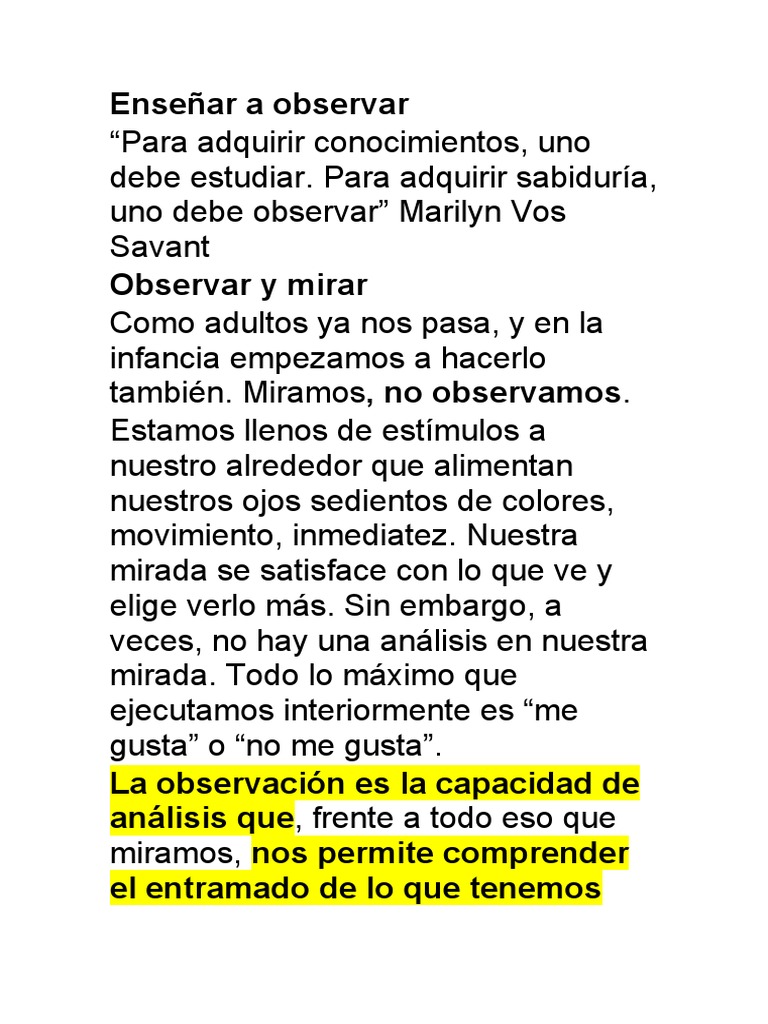 Enseñar A Observar | PDF | La naturaleza humana | Science