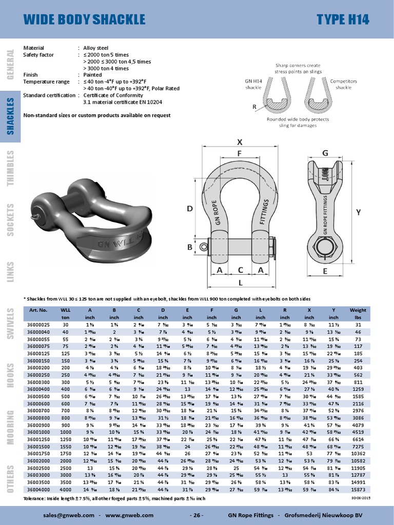 Type H14 Wide Body Shackle: Non-Standard Sizes or Custom Products ...