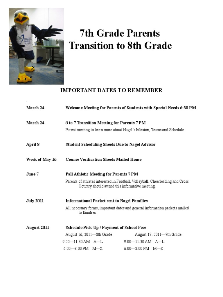 Transition To 8th Grade Overview | PDF
