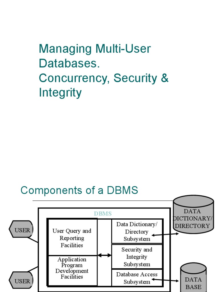 Managing Multi-User Databases. Concurrency, Security & Integrity | PDF | Databases | Database ...