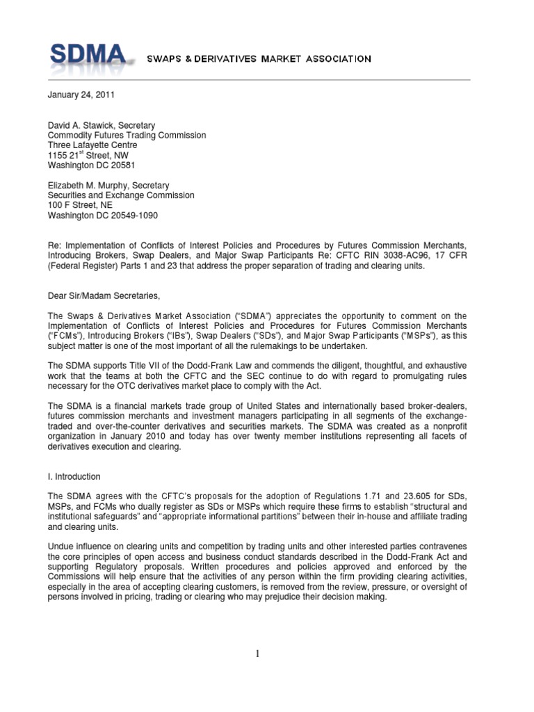 SDMA | PDF | Commodity Futures Trading Commission | Derivative (Finance)