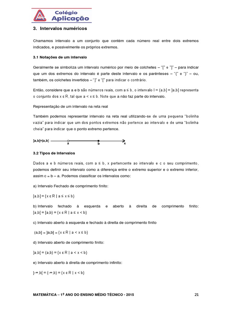 Intervalos Numéricos | PDF | Intervalo (Matemática) | Conjunto (Matemática)