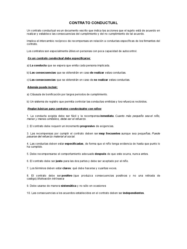 Contrato Conductual | PDF
