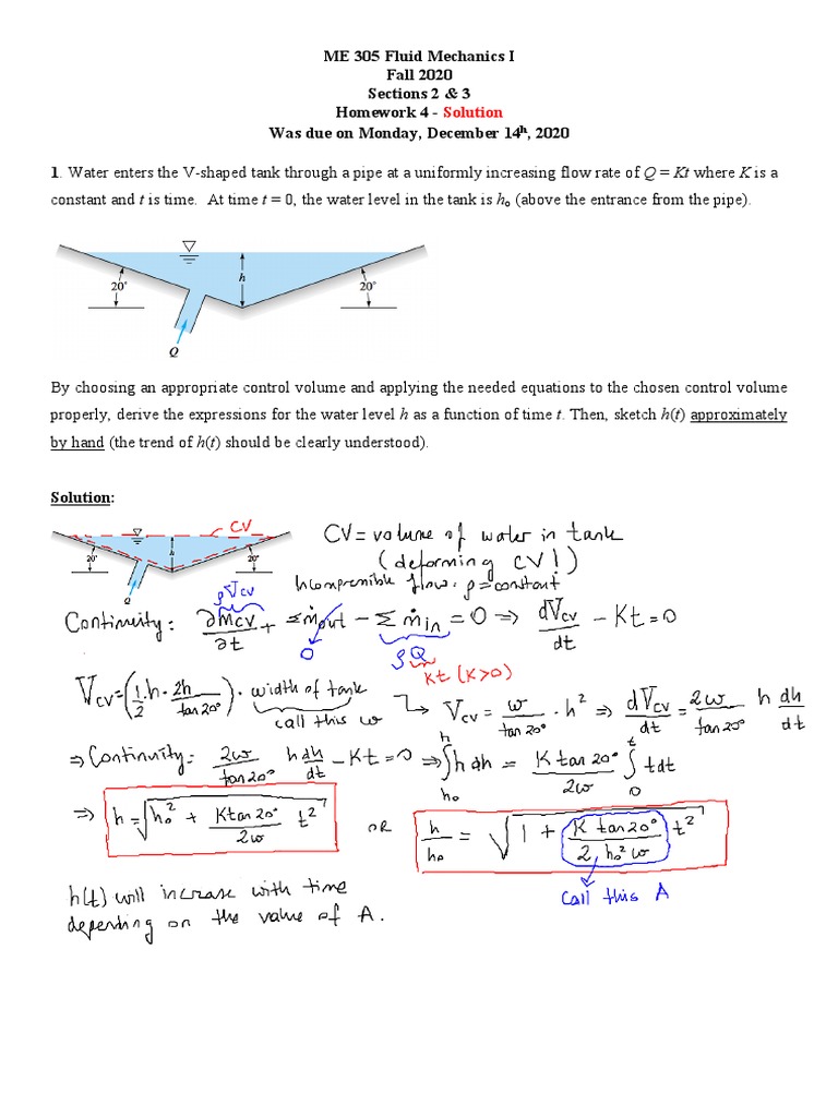 Homework 04 Solution | PDF | Fluid Dynamics | Flow Measurement