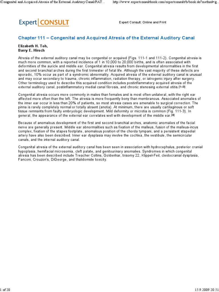 Chapter 111 - Congenital and Acquired Atresia of The External Auditory ...