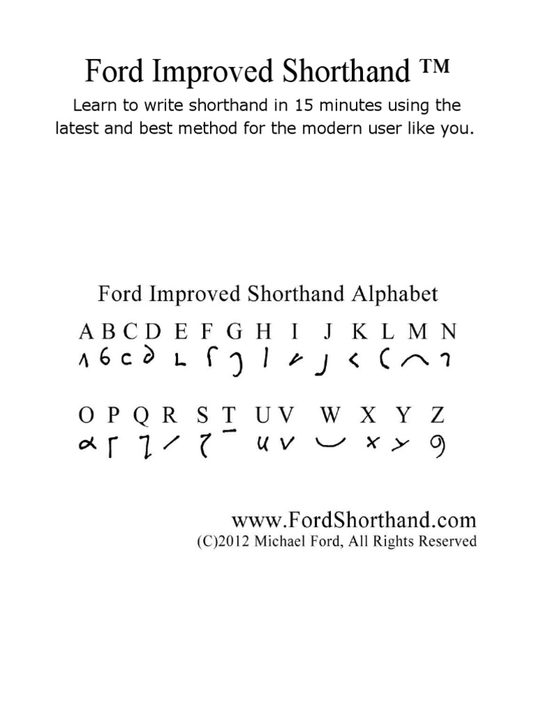 Ford Improved Shorthand | PDF | Shorthand | Notation