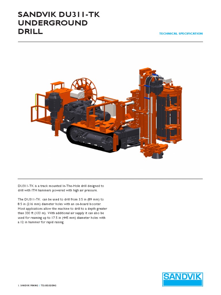 Sandvik Du311-Tk Underground Drill: Technical Specification | PDF ...