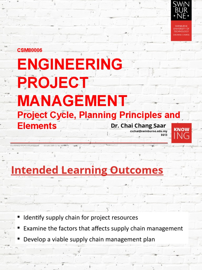 CSM80006 - LecW7 - Project Cycle, Planning Principles and Elements ...