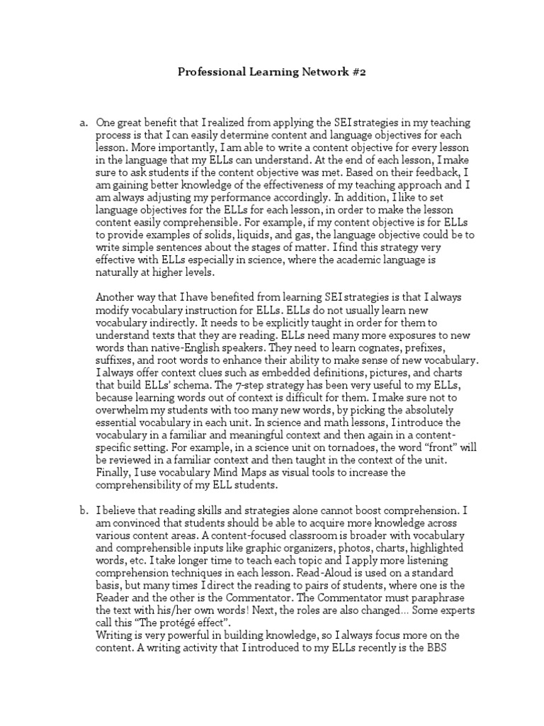 Professional Learning Network #2 | PDF | Reading Comprehension | Vocabulary