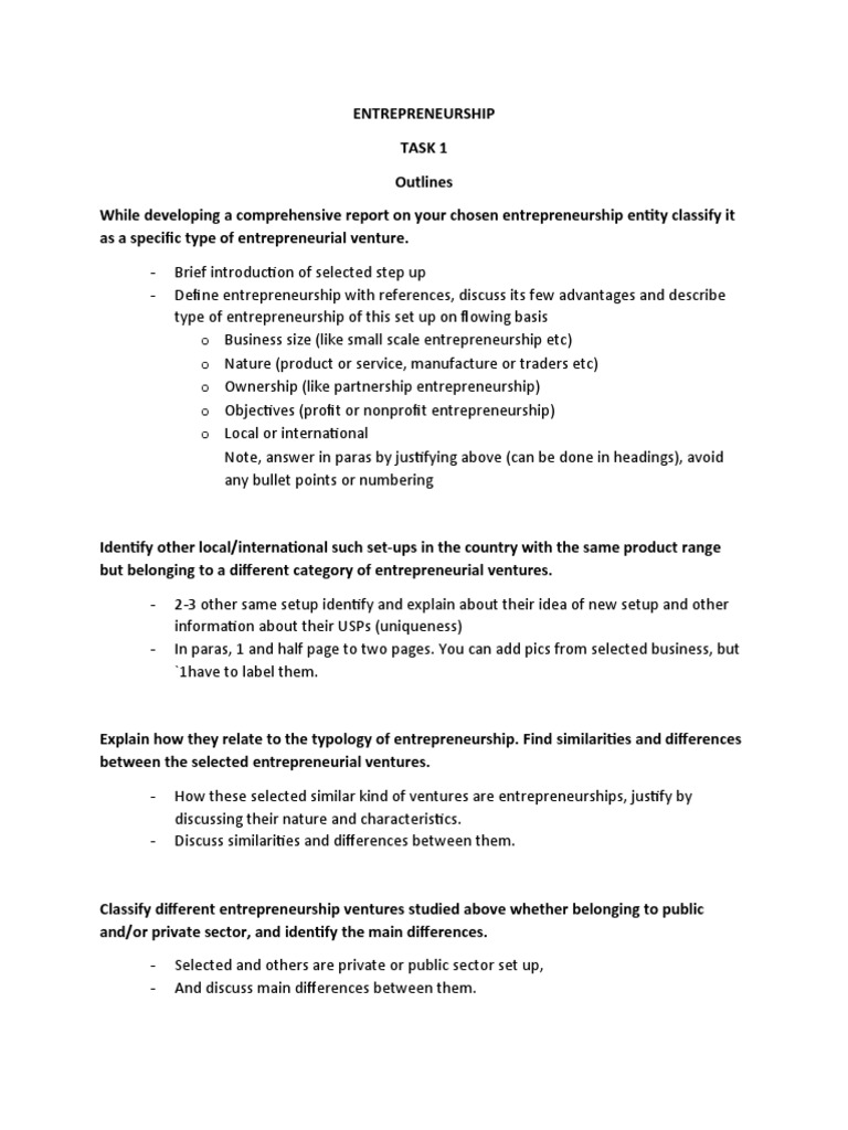 ENTREPRENEURSHIP Outlines | PDF | Startup Company | Small Business ...