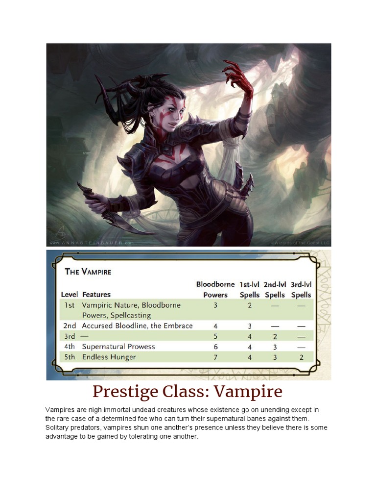 D&D 5e Prestige Class The Vampire | PDF | Vampires