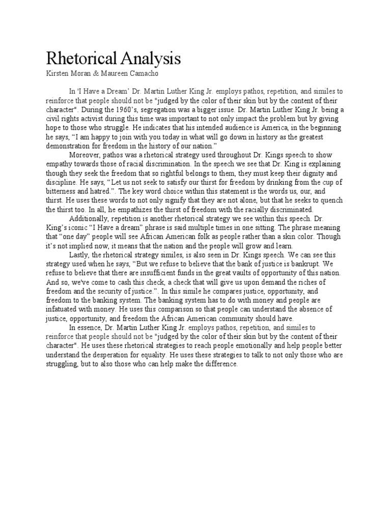 Rhetorical Analysis | PDF | Martin Luther King Jr. | Society