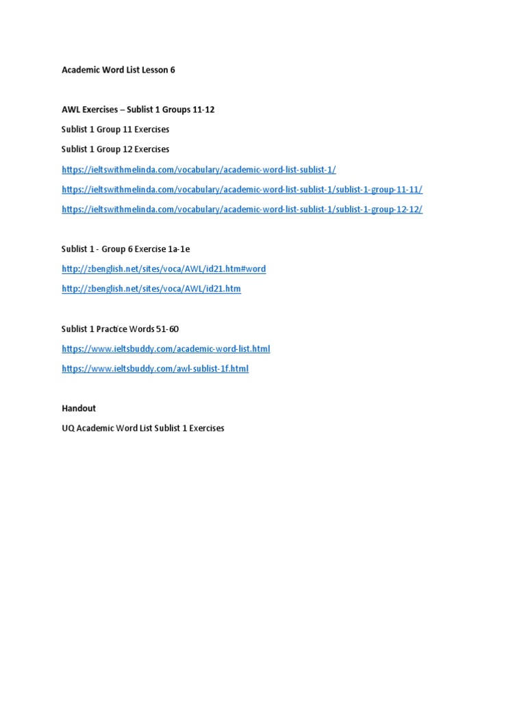 Academic Word List Lesson 6 | PDF | Career & Growth