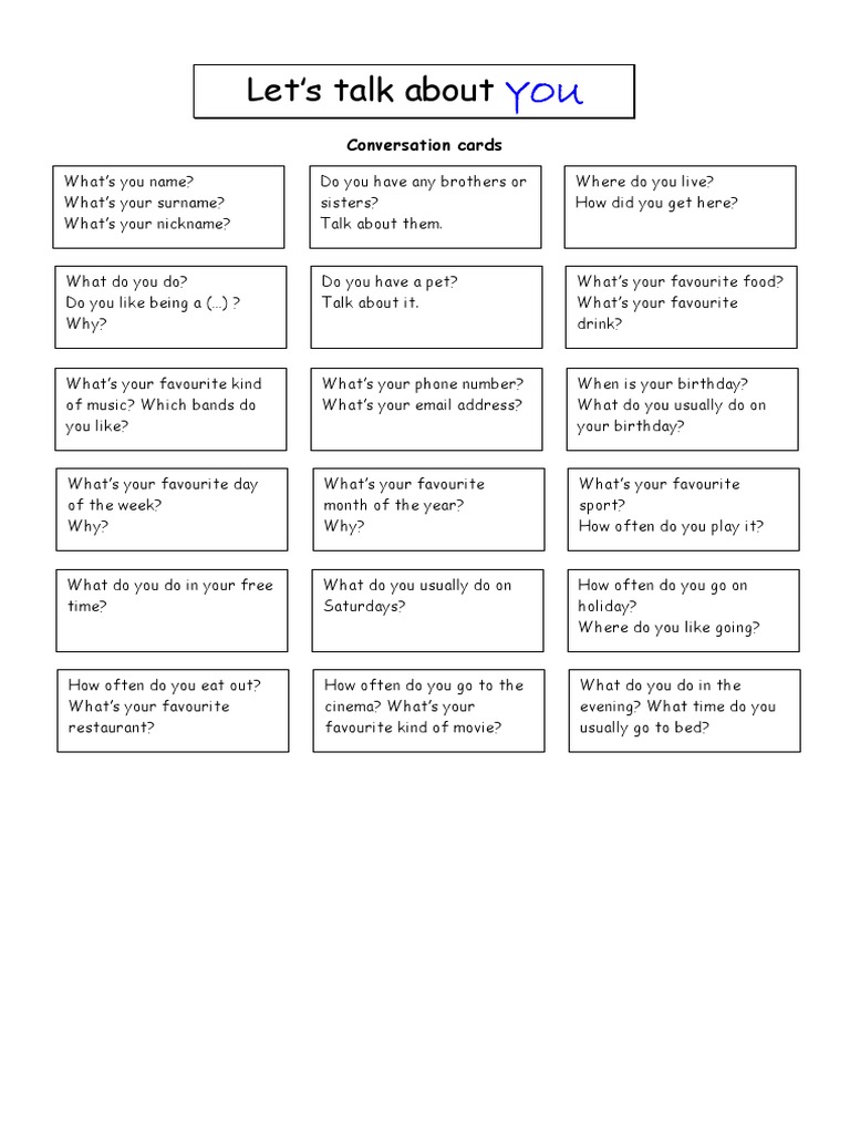 Icebreaker Conversation Cards | PDF