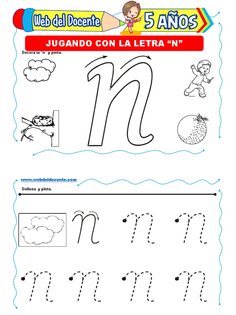 Jugando Con La Letra N para Niños de 5 Años | PDF