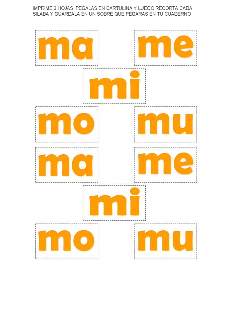 IMPRIME 3 HOJAS DE SILABAS CON LA M-M | PDF