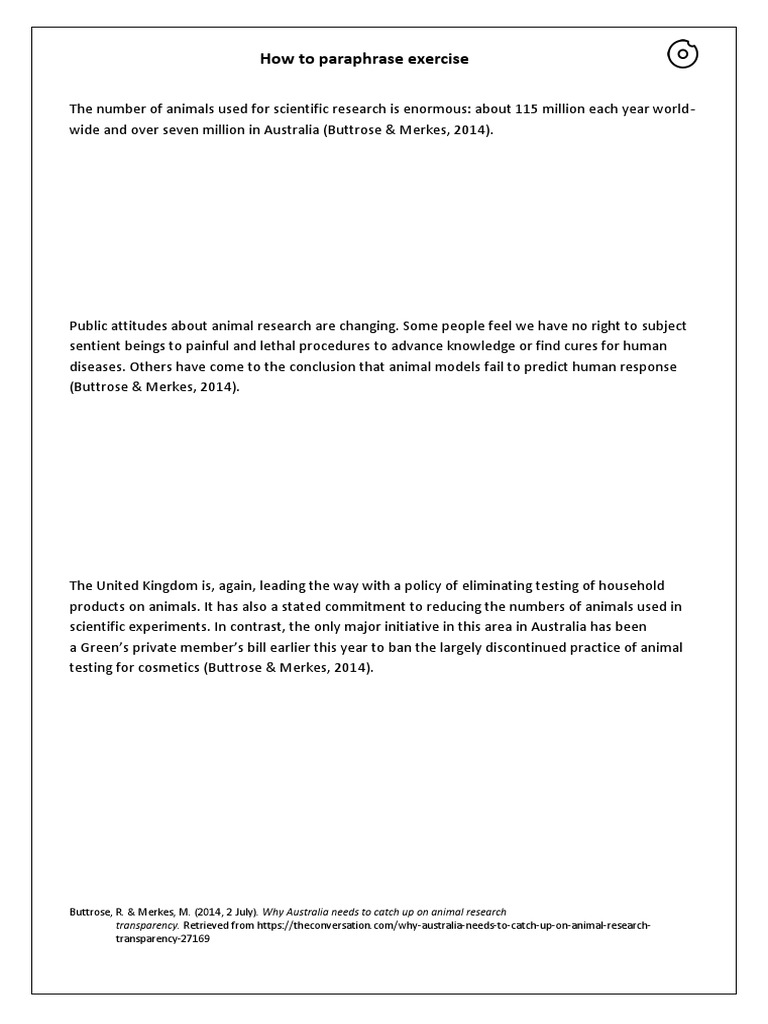 How To Paraphrase Exercise v2 | PDF