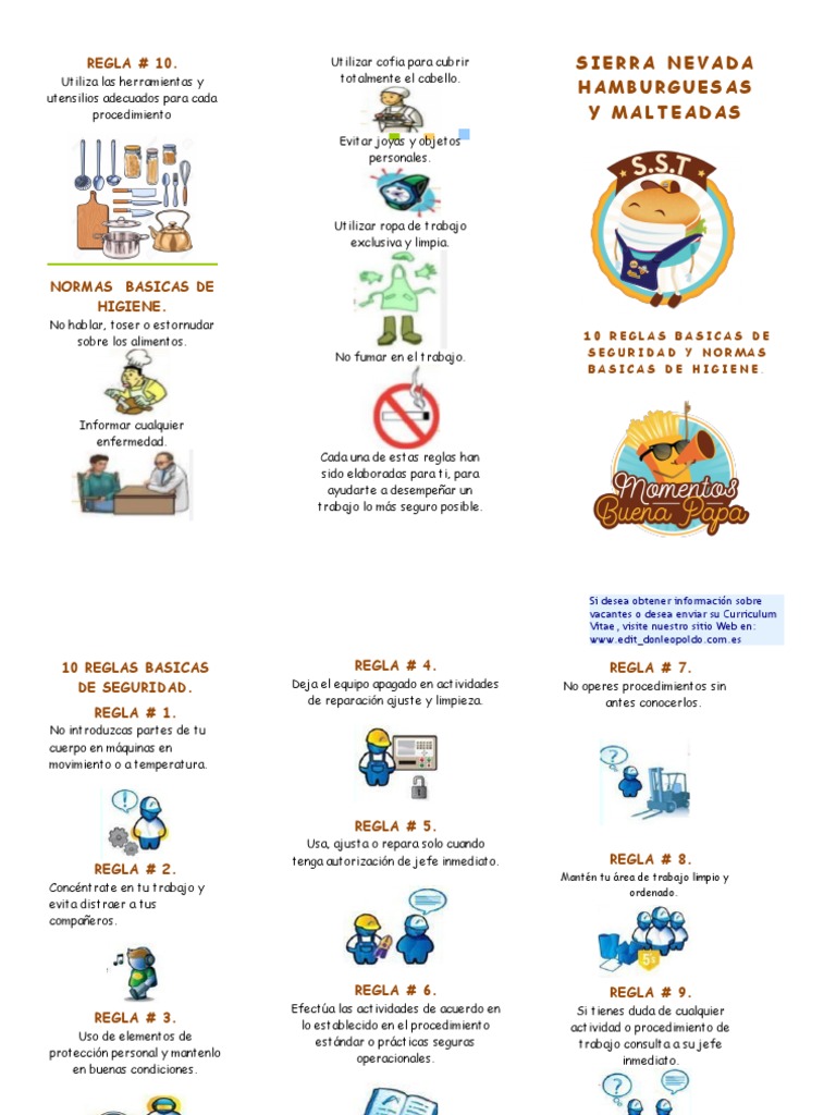 Folleto de 10 Reglas Basicas de Seguridad y Normas Basicas de Higiene | PDF | Business