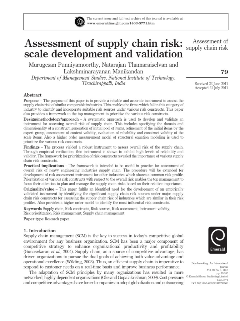 Retail Supply Chain Risk Assessment Tool | PDF | Validity (Statistics ...