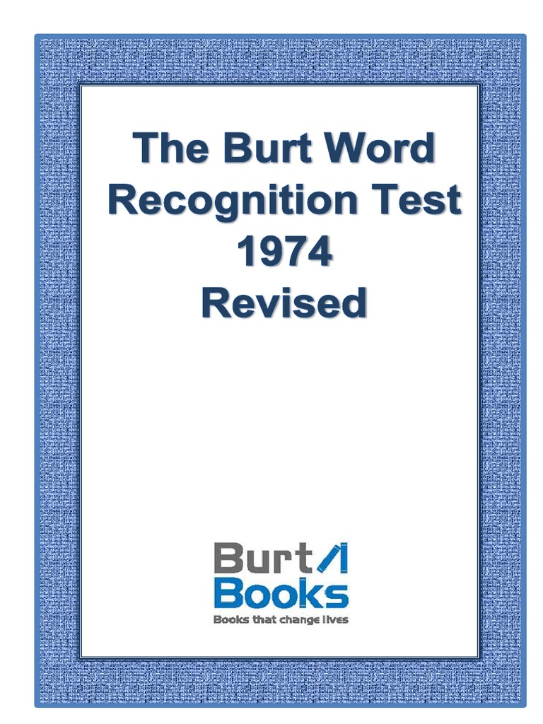 Burt Word Recognition Test | PDF | Cognition
