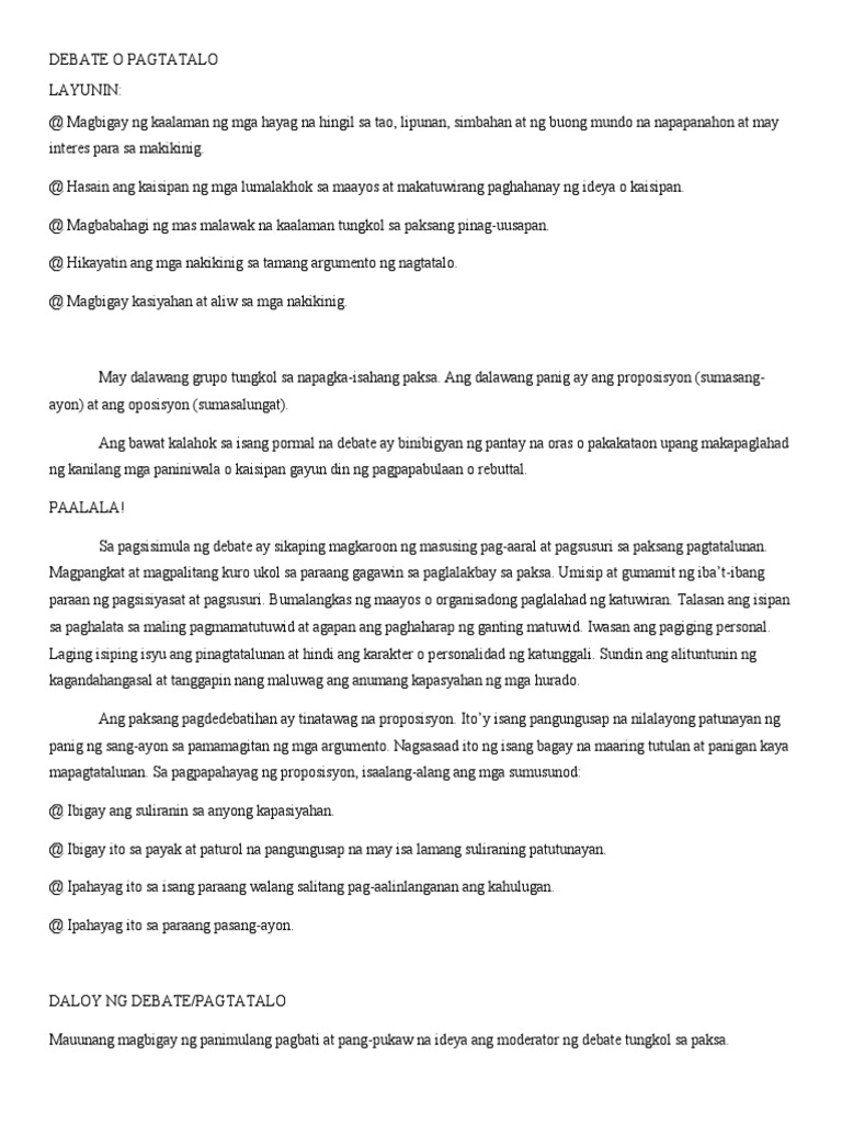 Debate o Pagtatalo | PDF