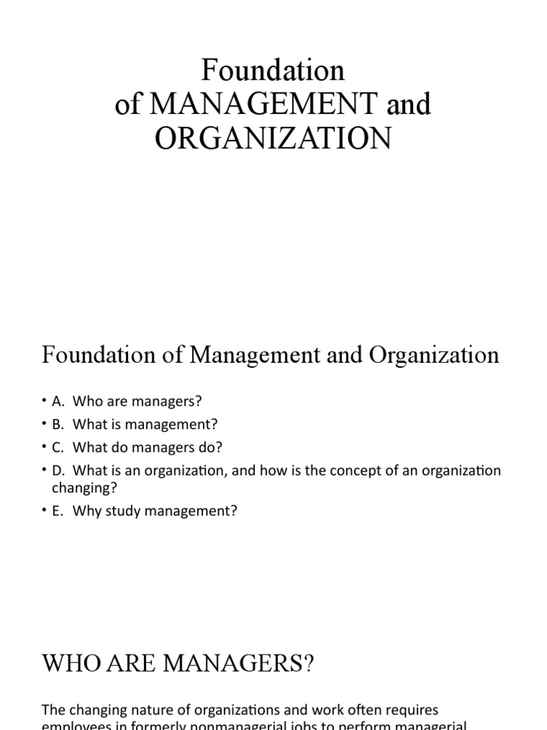 #1-Foundation of Management and Organization | PDF | Goal | Innovation