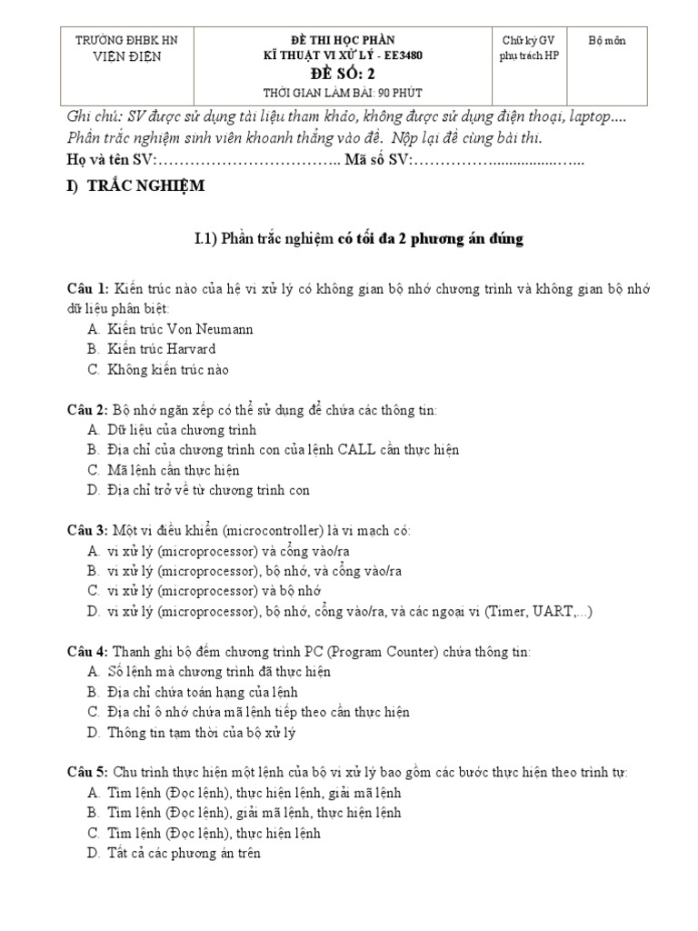 De Thi EE3480 De2 | PDF