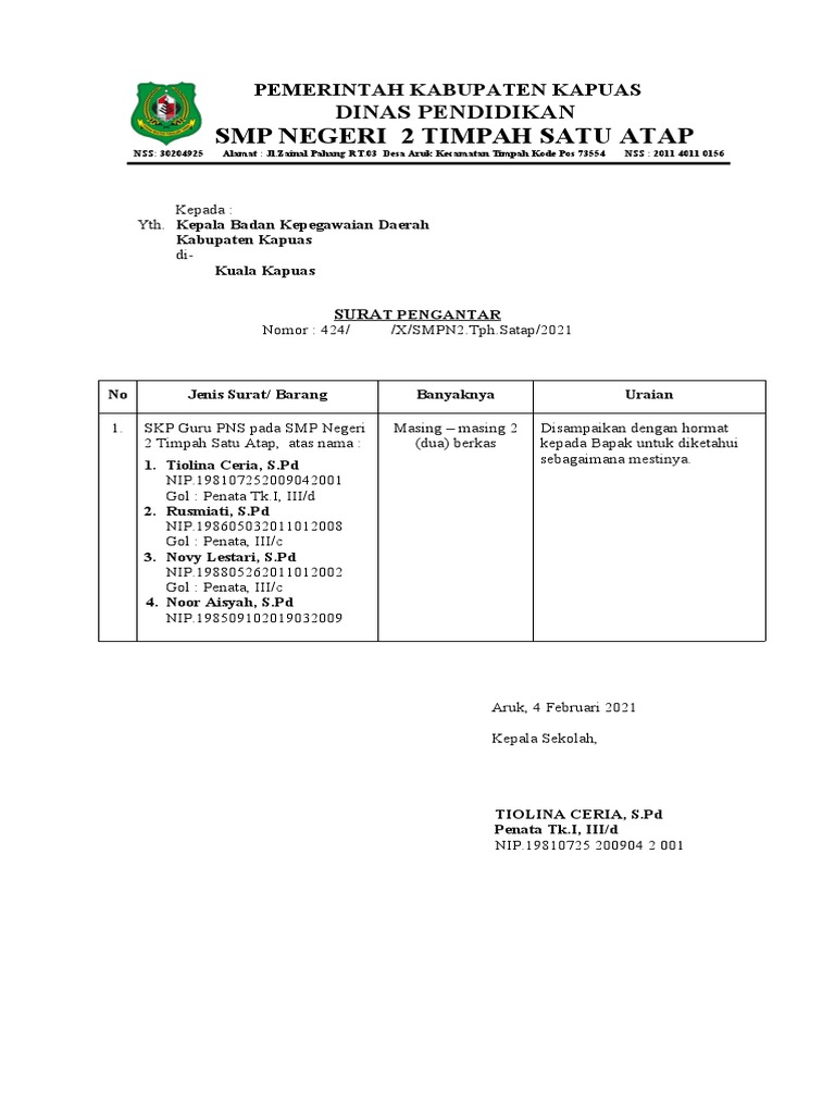 Surat Pengantar SKP | PDF