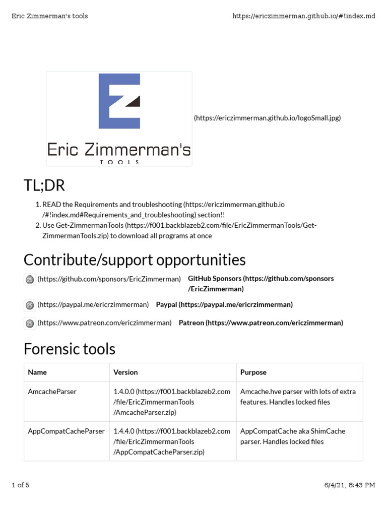 TL DR: Eric Zimmerman's Tools | PDF | Microsoft Windows | Software