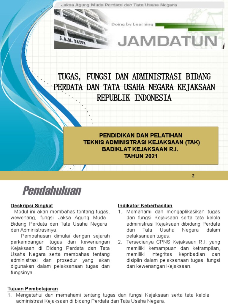 Tugas dan Fungsi Datun Kejaksaan RI | PDF