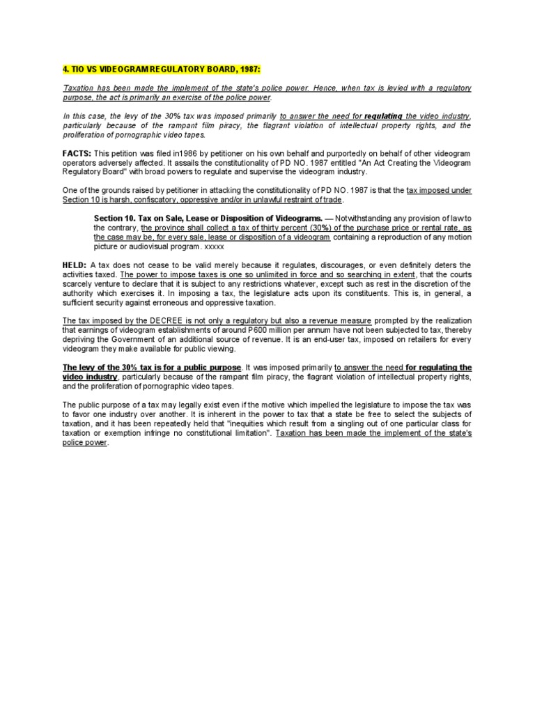 Tio VS Videogram Regulatory Board | PDF | Copyright Infringement | Taxes