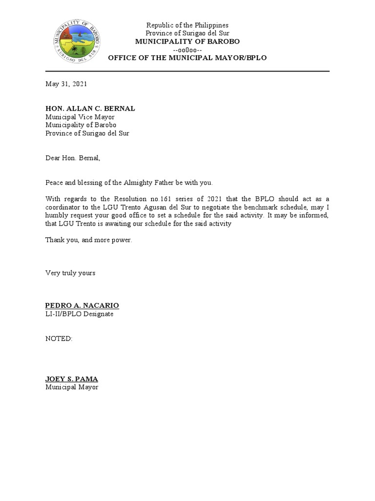 Request Letter Vice Mayor | PDF