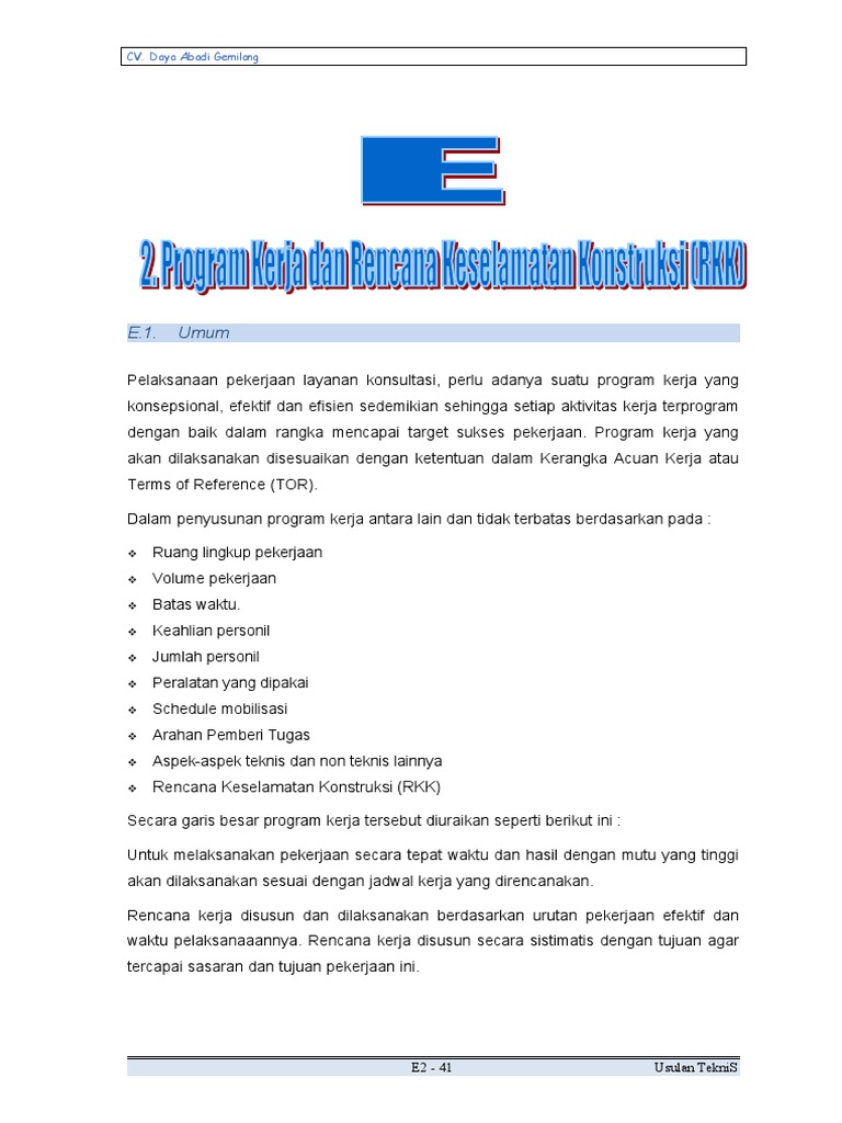 E2 Program Kerja RKK | PDF