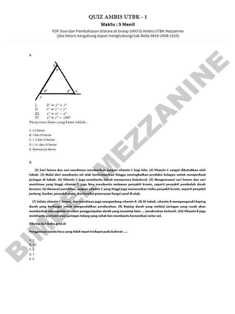 Quiz Ambis Utbk - 1 | PDF